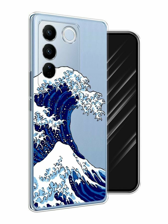 Чехол на Vivo V27/V27 Pro / Виво V27/V27 Про с принтом "Волна над Фудзи", прозрачный