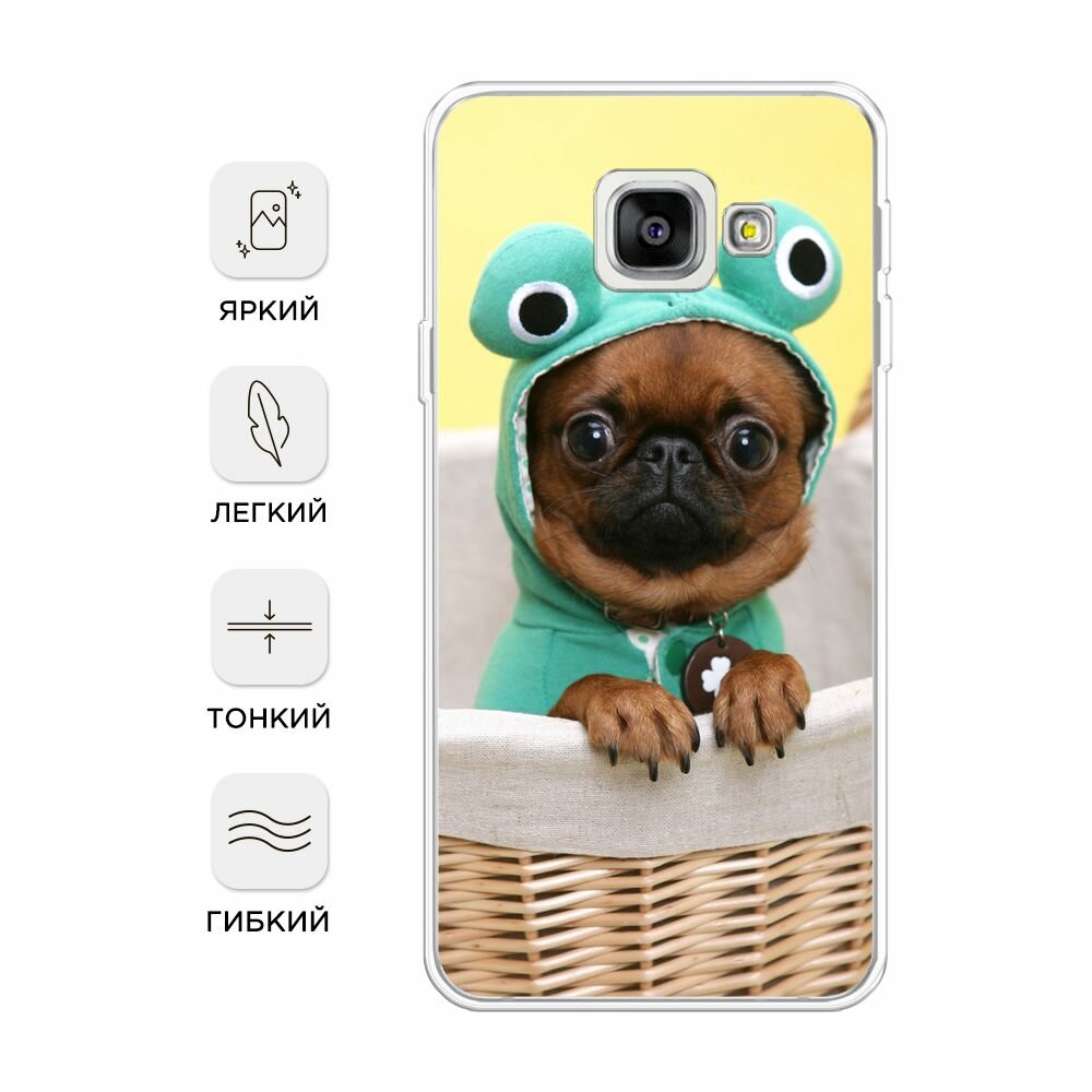 Чехол на Samsung Galaxy A3 2016 / Самсунг Галакси А3 2016 с принтом "Собачка в шапке лягушки" — фото 1