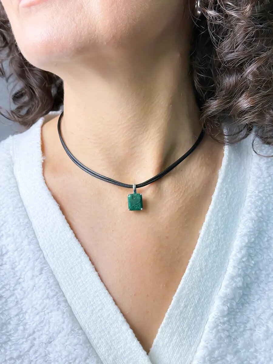 Подвеска, серебро, 925 проба, родирование, изумруд