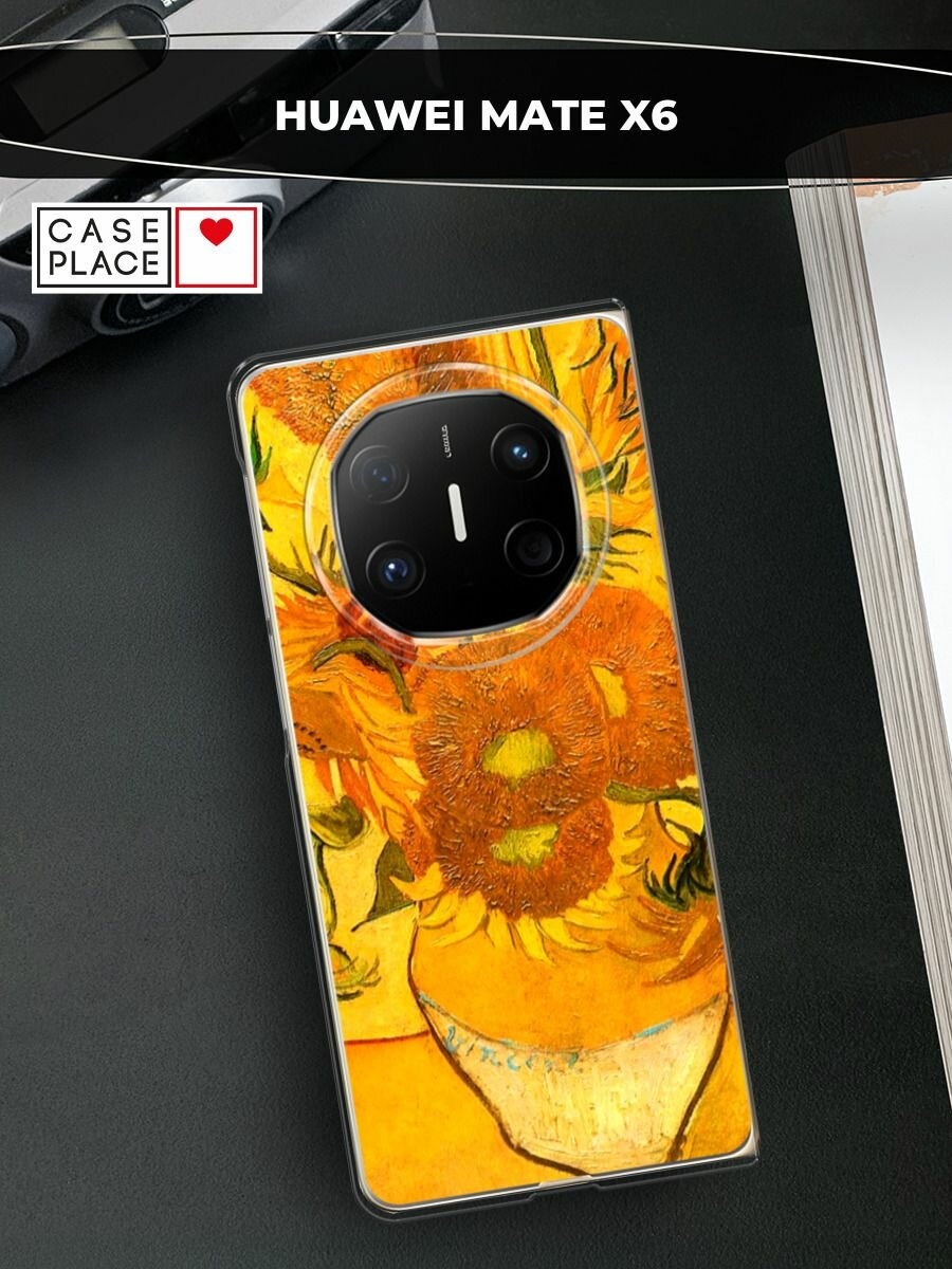 Чехол на Huawei Mate X6 / Хуавей Мате X6 с принтом "Оранжевые подсолнухи"