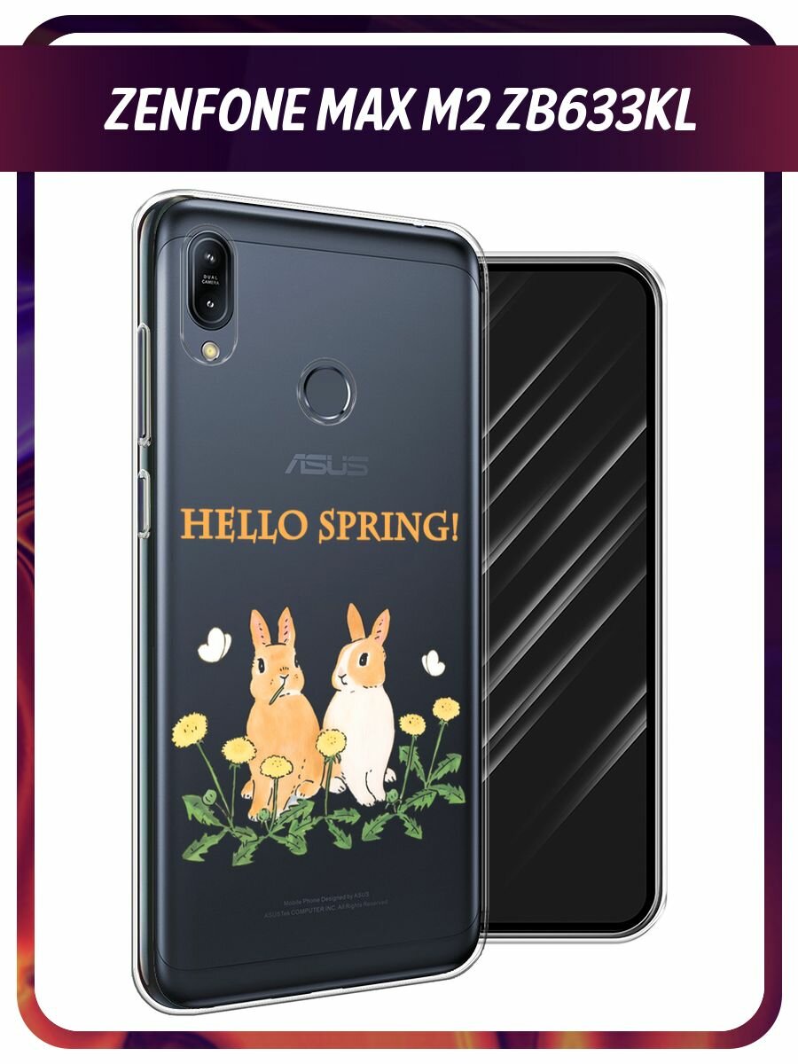 Чехол на Asus Zenfone Max M2 ZB633KL / Асус Зенфон Макс М2 ZB633KL с принтом "Весенние кролики", прозрачный