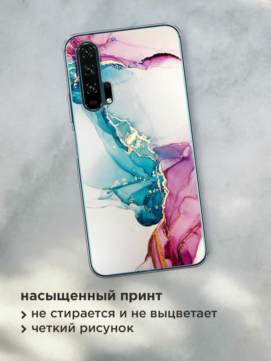 Чехол на Honor 20 Pro / Хонор 20 Про с принтом "Розовые разводы рисунок" — фото 1