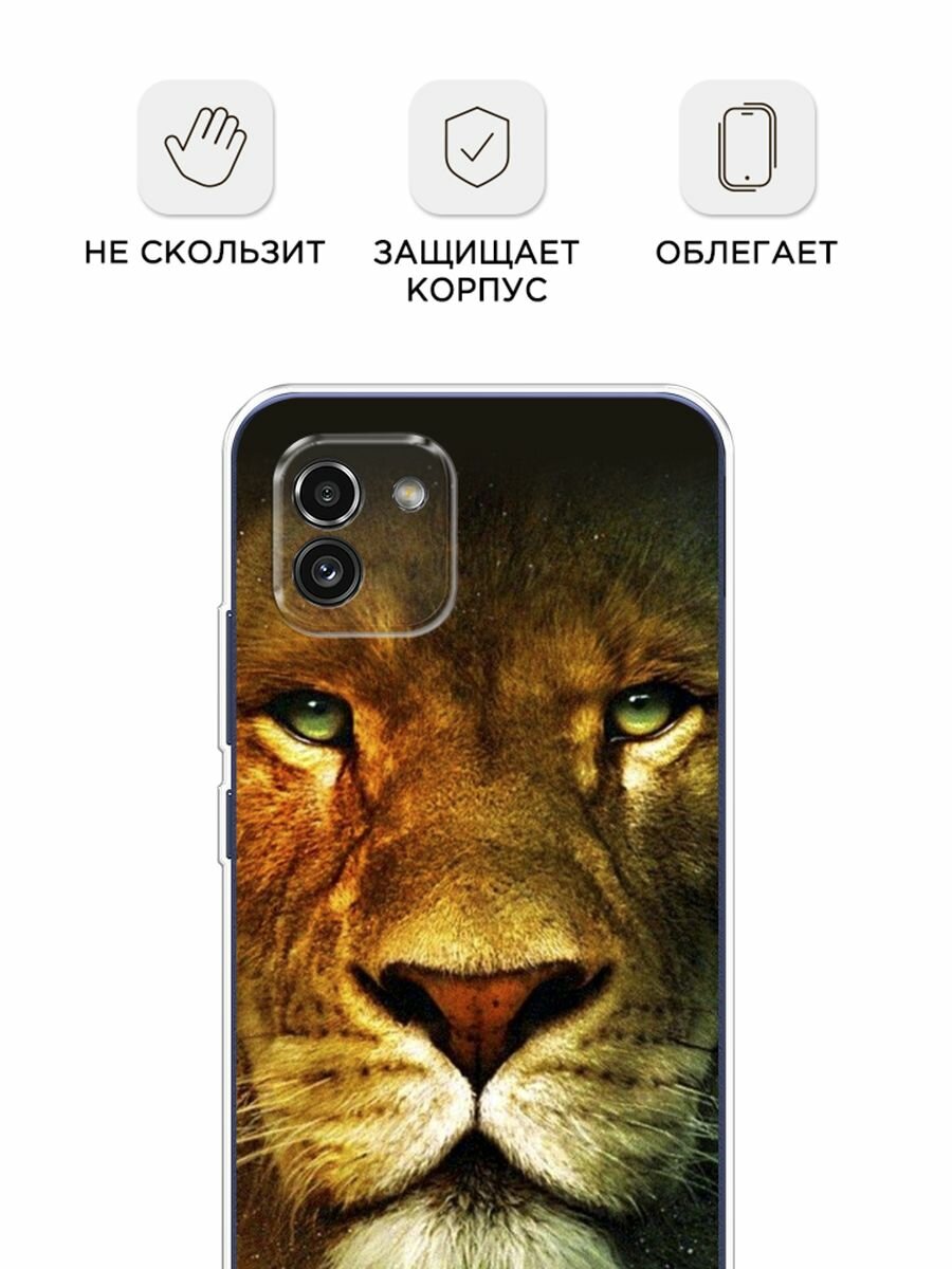 Чехол на Samsung Galaxy A03 / Самсунг Галакси А03 с принтом "Лев арт 8" — фото 1