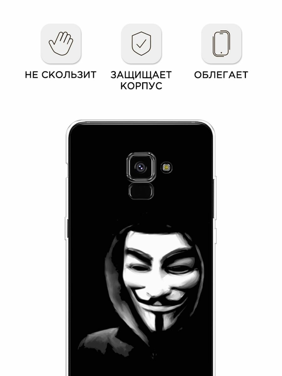 Чехол на Samsung Galaxy A8 + / Самсунг Галакси А8 Плюс 2018 с принтом "Анонимус" — фото 1