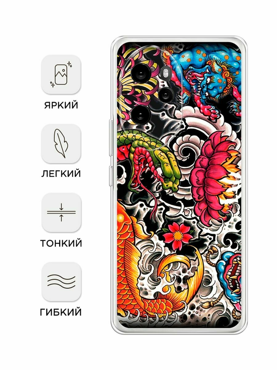 Чехол на Honor 100 Pro / Хонор 100 Про с принтом "Японское искусство" — фото 1