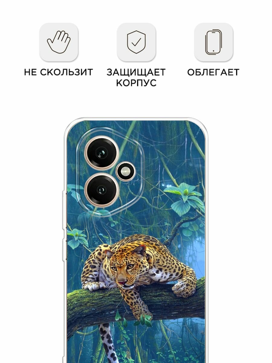 Силиконовый чехол на Honor 400 / Хонор 400 с принтом "Леопард охотник" — фото 1