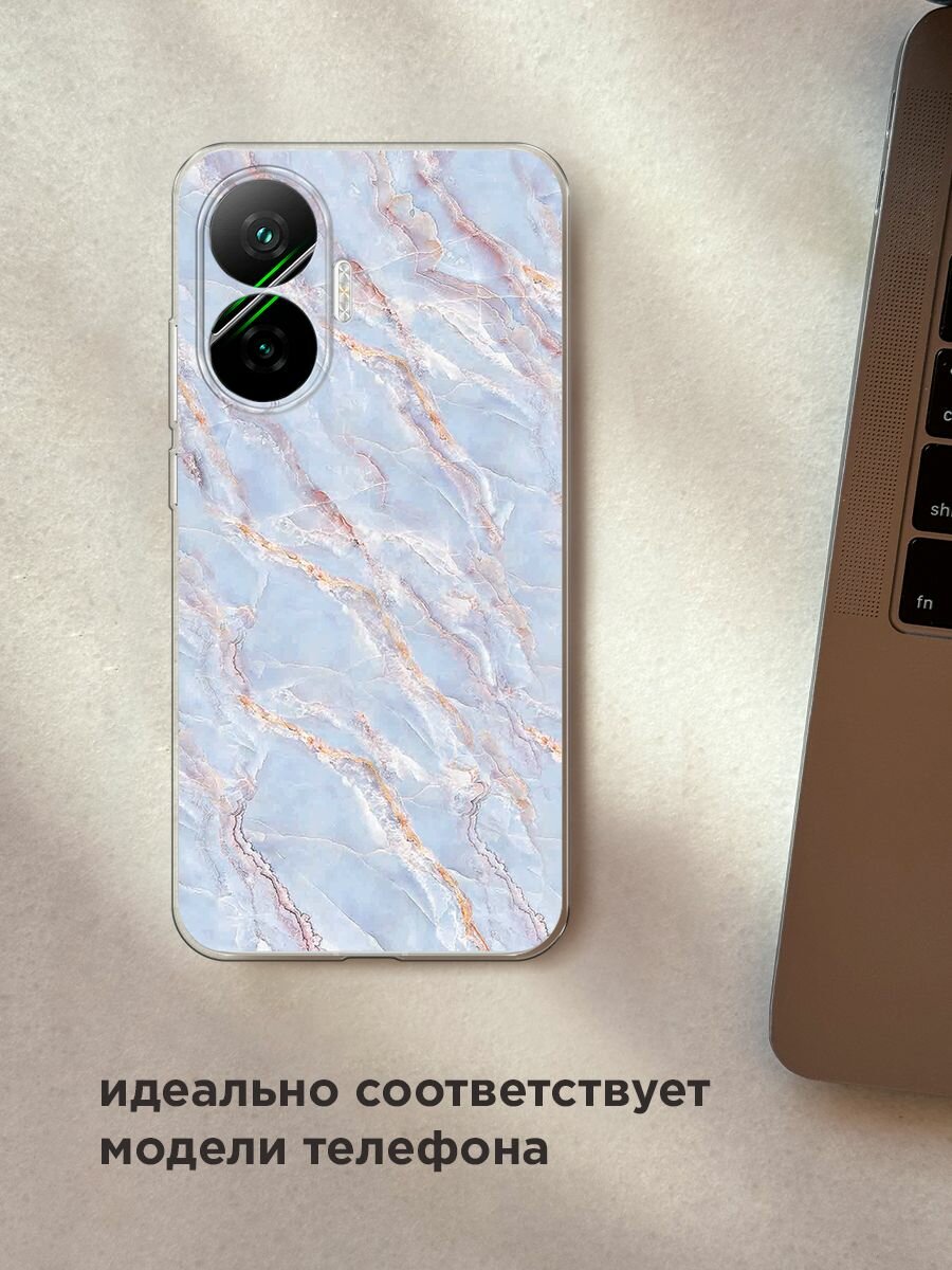 Силиконовый чехол на Poco F7 / Поко F7 с принтом "Сиреневый мрамор" — фото 1