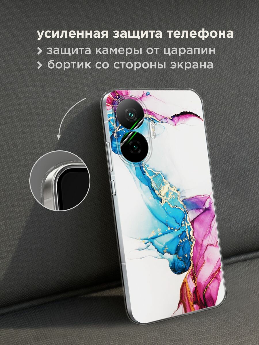 Чехол на Poco F7 / Поко F7 с принтом "Розовые разводы рисунок" — фото 1