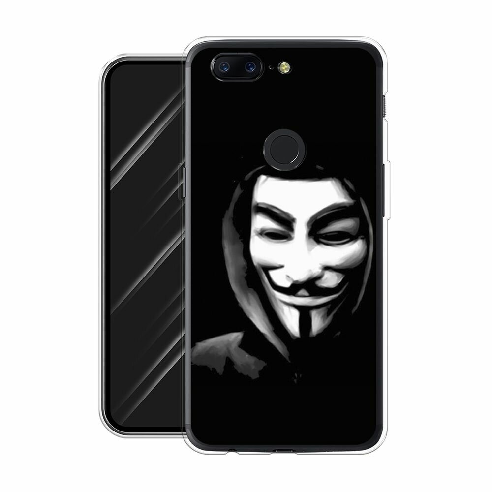 Силиконовый чехол на OnePlus 5T / ВанПлюс 5Т с принтом "Анонимус" — фото 1