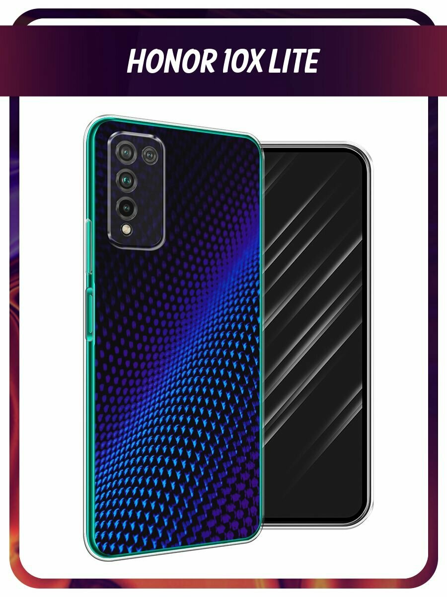 Чехол на Honor 10X Lite / Хонор 10X Лайт с принтом "Синий карбон"