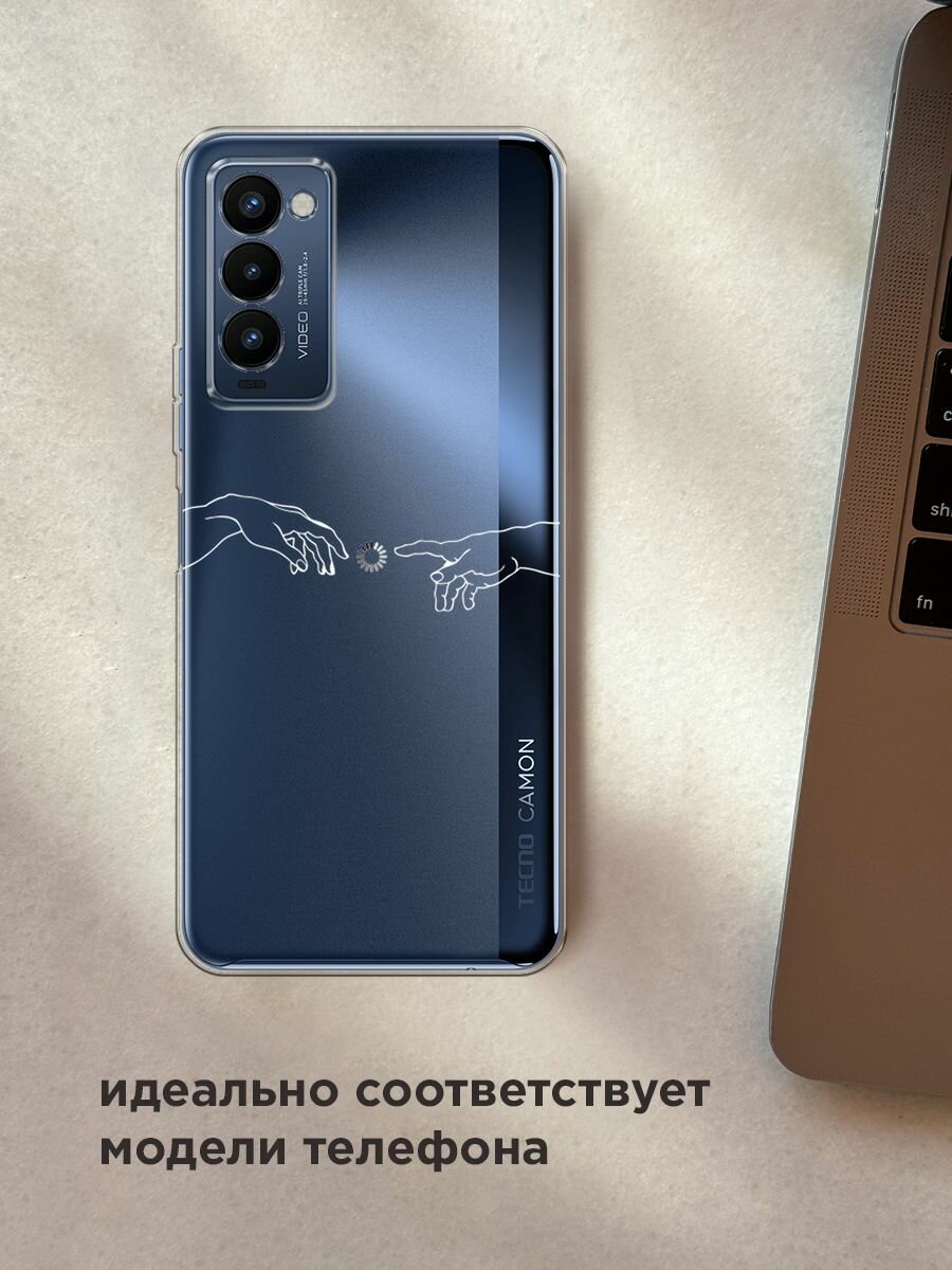 Чехол на Tecno Camon 18P / Техно Камон 18Р с принтом "Загрузка творения", прозрачный — фото 1