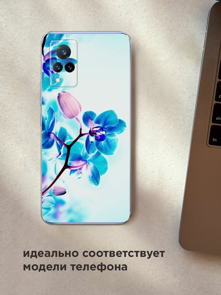 Силиконовый чехол на Vivo V21 / Виво V21 с принтом "Голубая орхидея" — фото 1