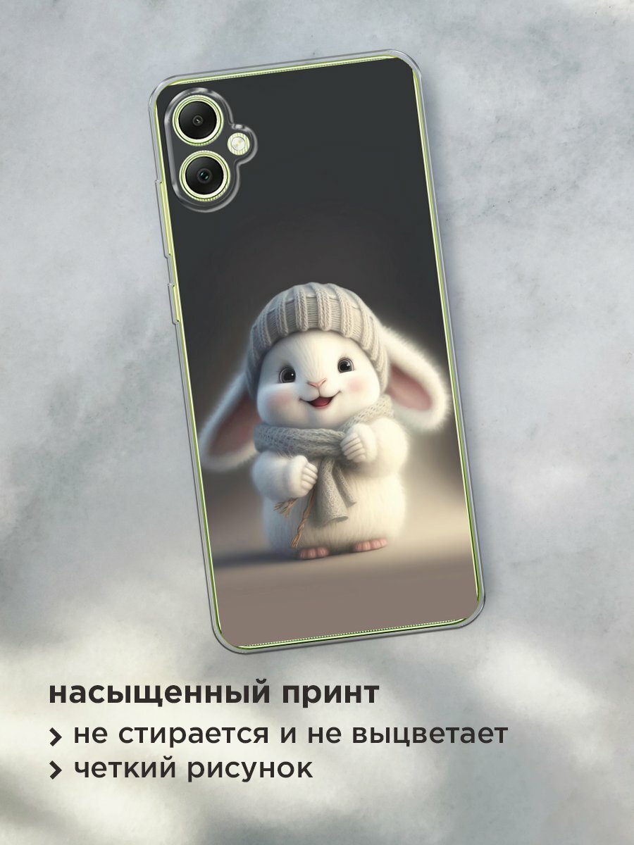 Чехол на Samsung Galaxy A05 / Самсунг Галакси A05 с принтом "Белый крольчонок в шапке" — фото 1