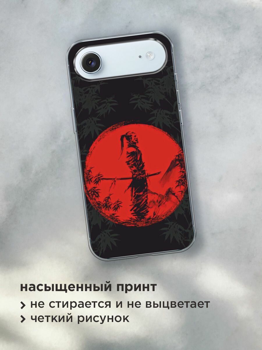Чехол на Apple iPhone Air / Айфон Айр с принтом "Самурай на красном фоне" — фото 1