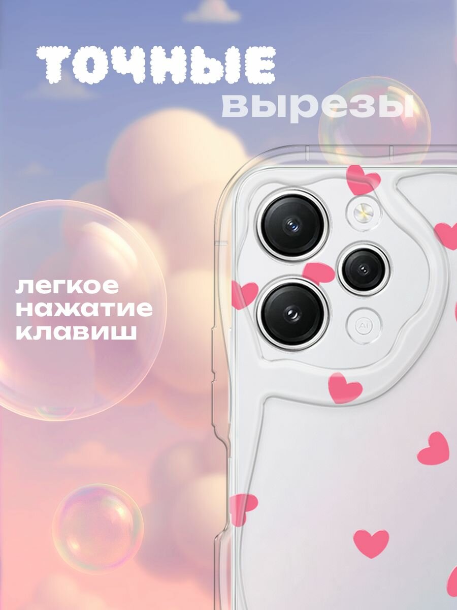 Чехол на Xiaomi Redmi 12 / Редми 12 с принтом Паттерн розовые сердечки — фото 1