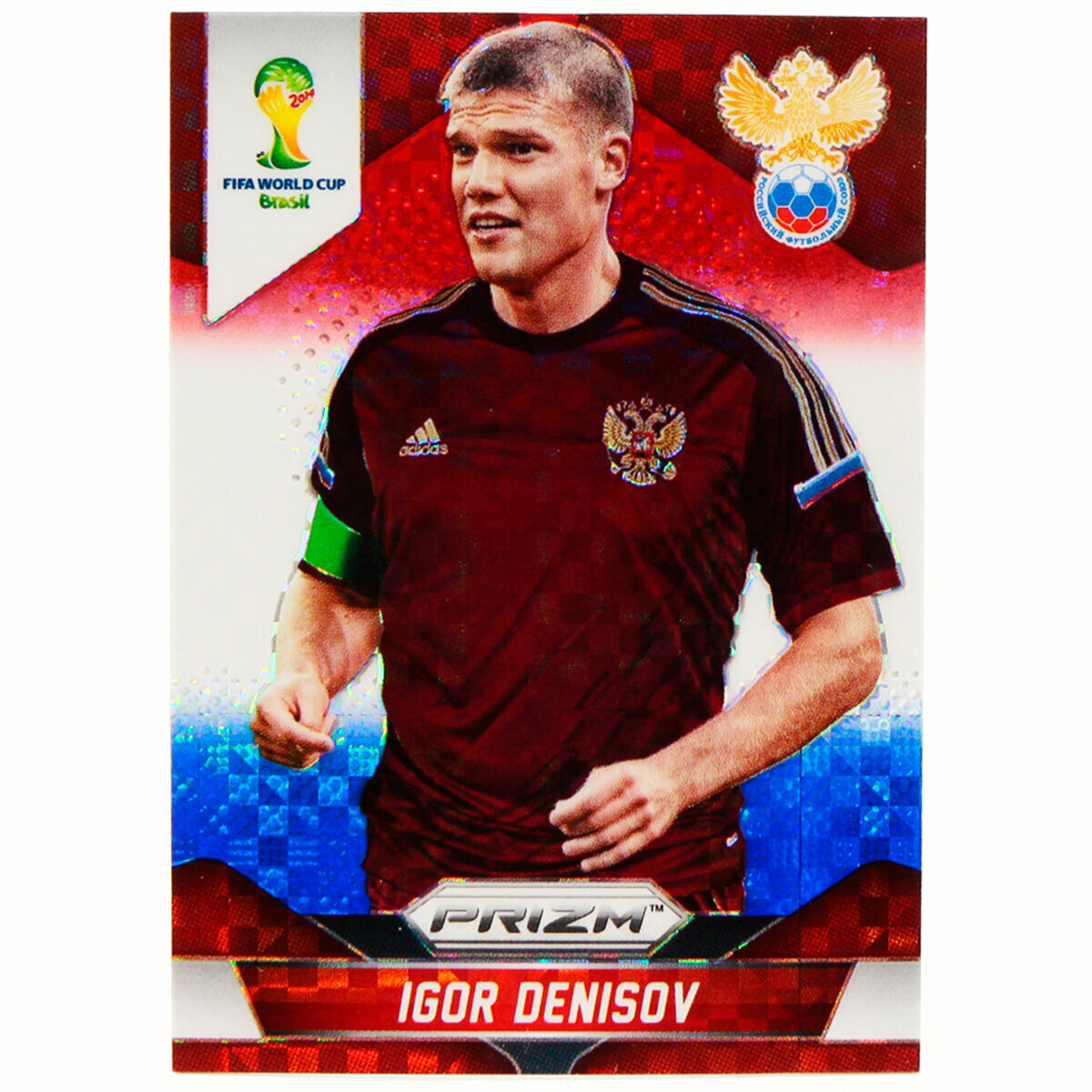 Коллекционная карточка Panini Prizm FIFA World Cup 2014: #166 Игорь Денисов - Red, White and Blue Power Plaid