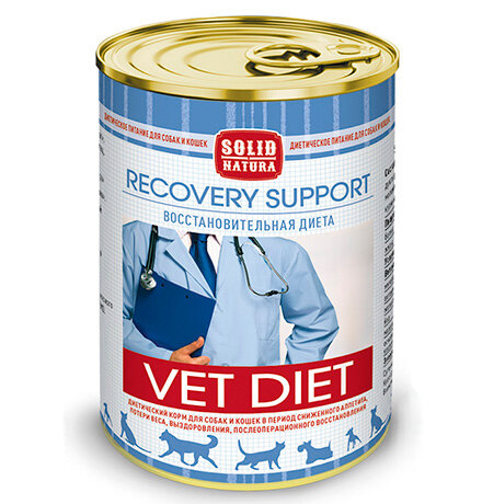 Ветеринарный влажный корм (консервы) Солид Натура для собак и кошек в период Восстановления (цена за упаковку) 340г х 12шт