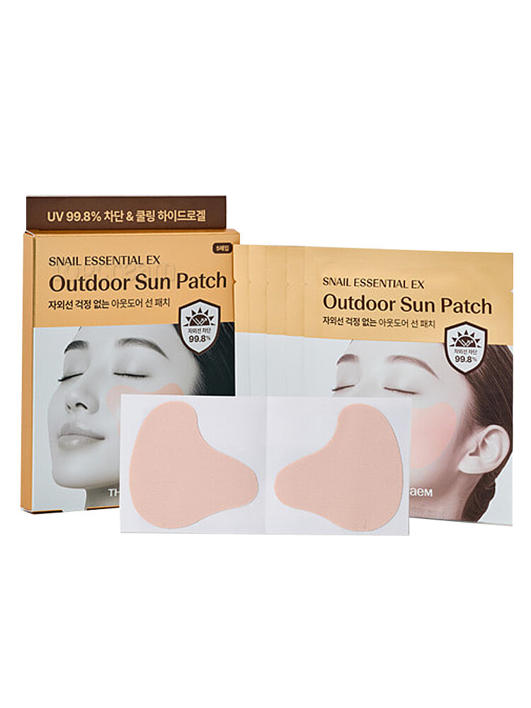 The Saem Набор солнцезащитных одноразовых тканевых патчей (5 пар) Snail Essential EX Outdoor Sun Patch