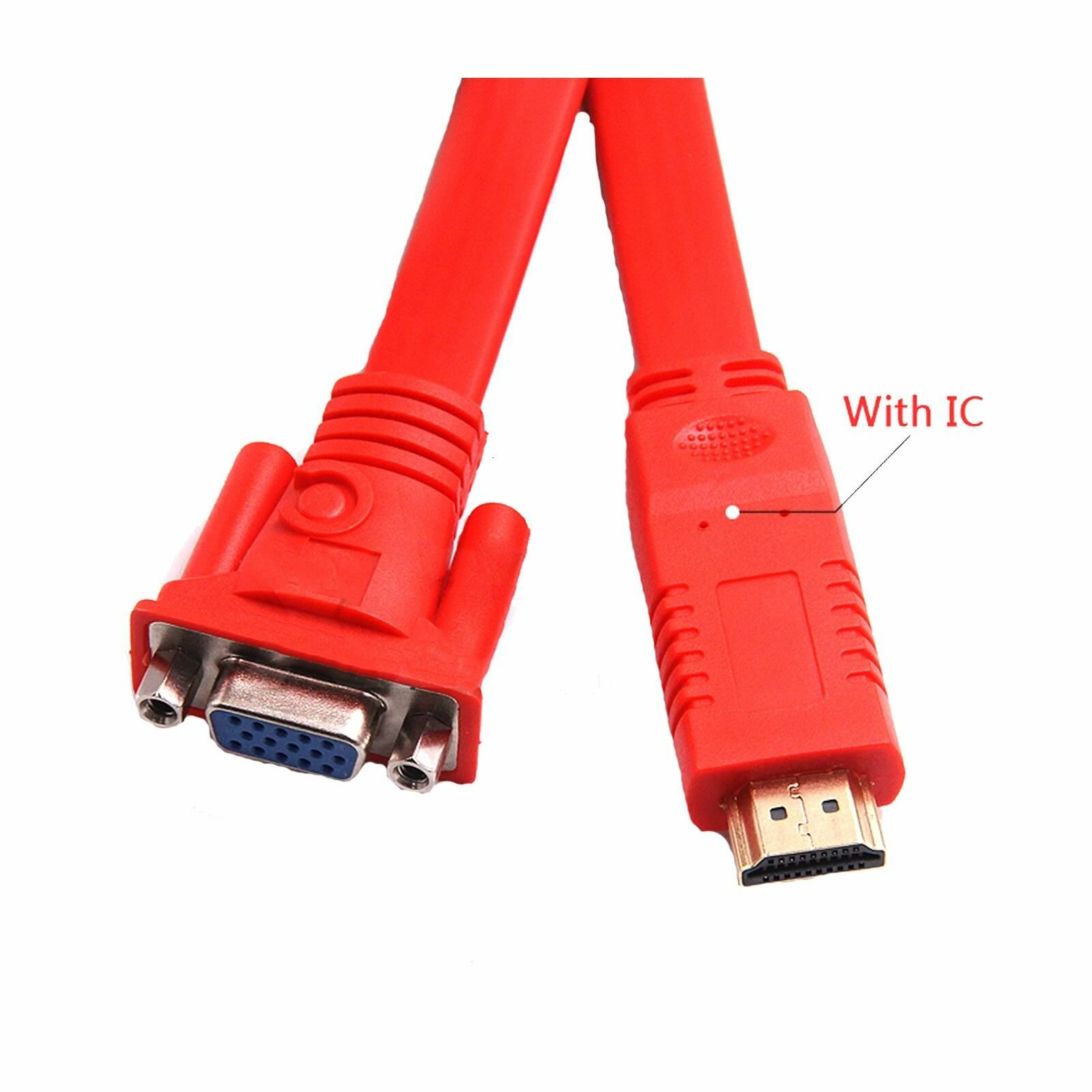 Кабель HDMI-VGA 1080P, красный