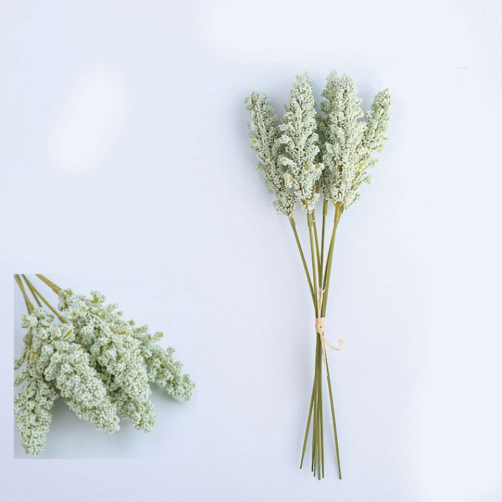 6pcs Artificial Lavender Floral Fake Plant Bouquets for Farmhouse Home Decoration Green