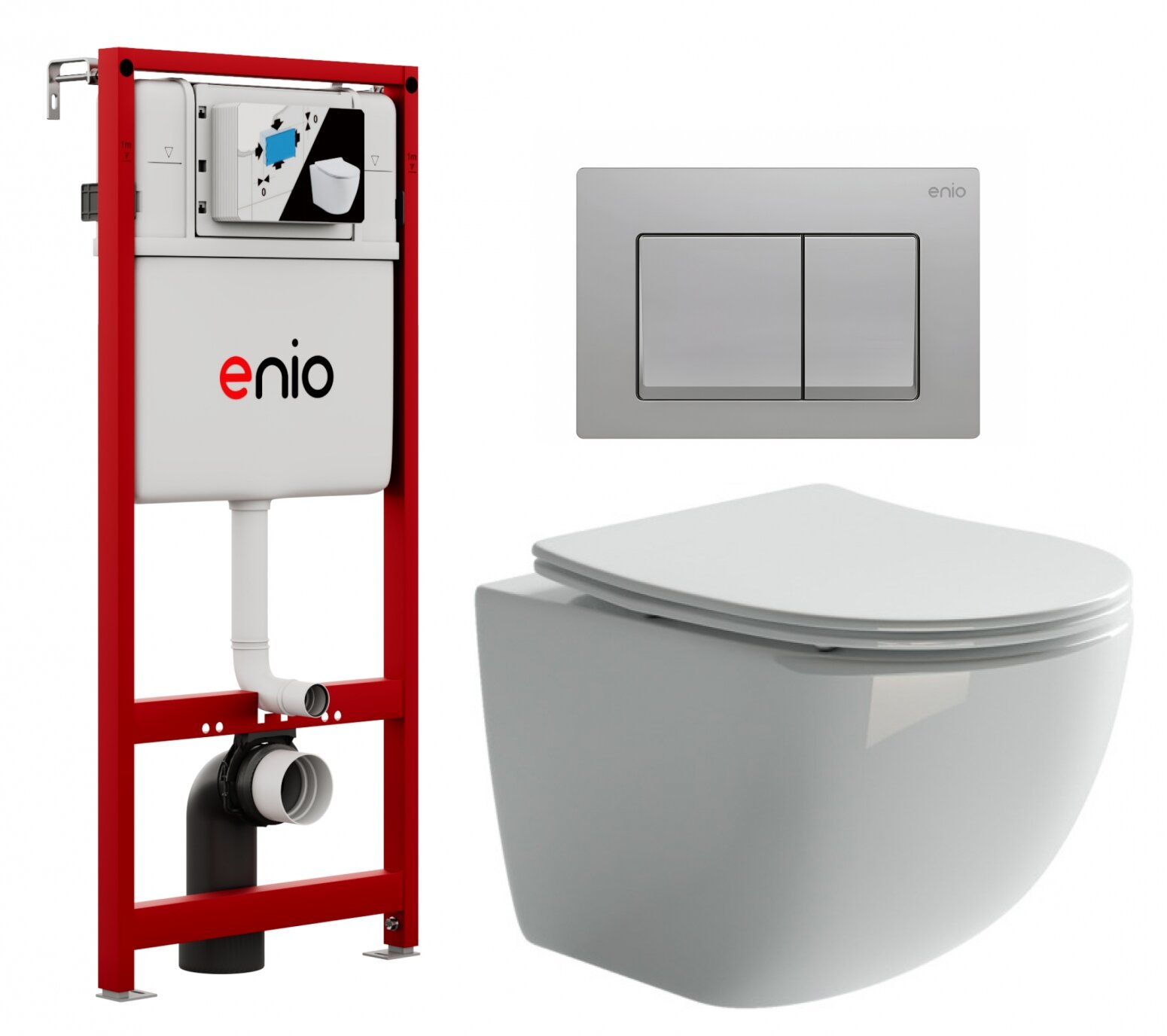 Комплект 3 в 1 инсталляция Enio Profi EN7050050 + Унитаз подвесной Ceramica Nova Forma CN3009 + кнопка хром матовый Pulsante