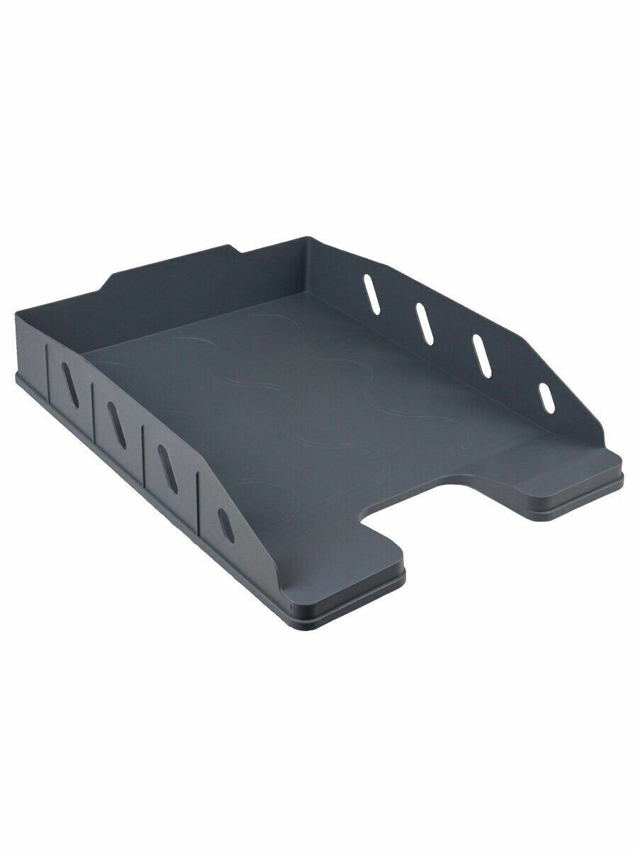 Лоток горизонтальный серый, пластик, 62х340х250мм "Офис"