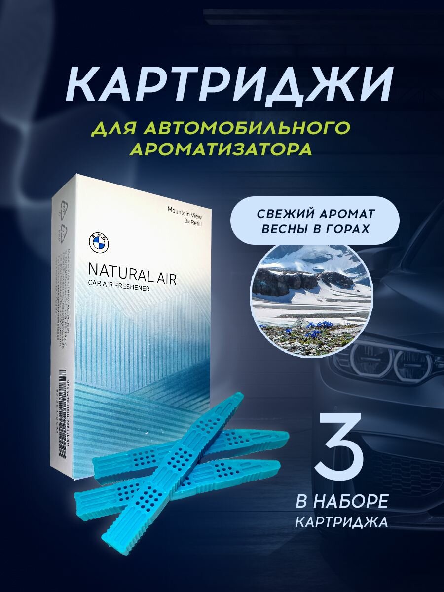 Ароматизатор для автомобиля BMW на дефлектор / Набор сменных картриджей ароматических