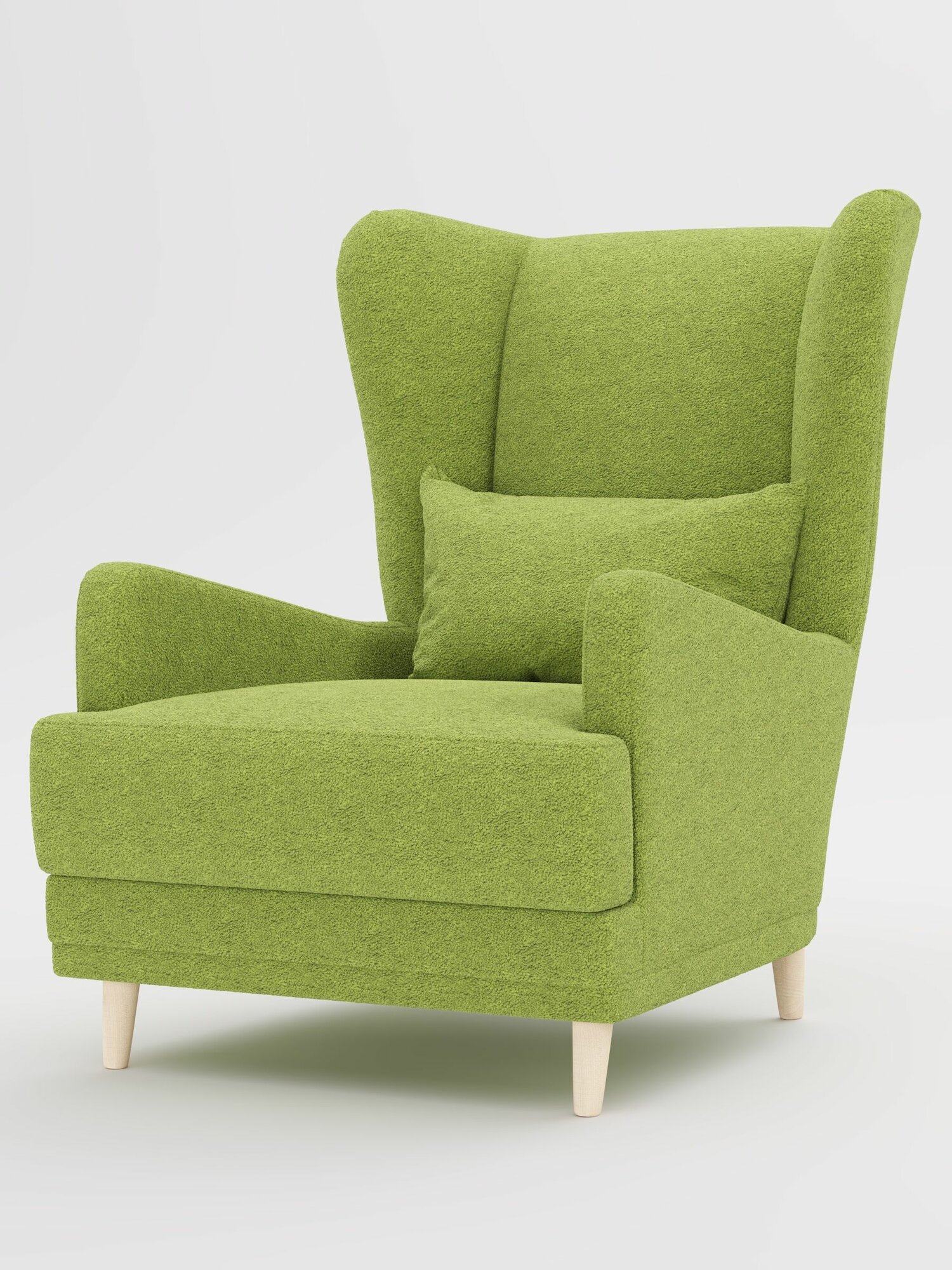 Кресло мягкое для дома, отдыха в гостиной Марсель от W&B, искусственный мех, цвет: салатовый