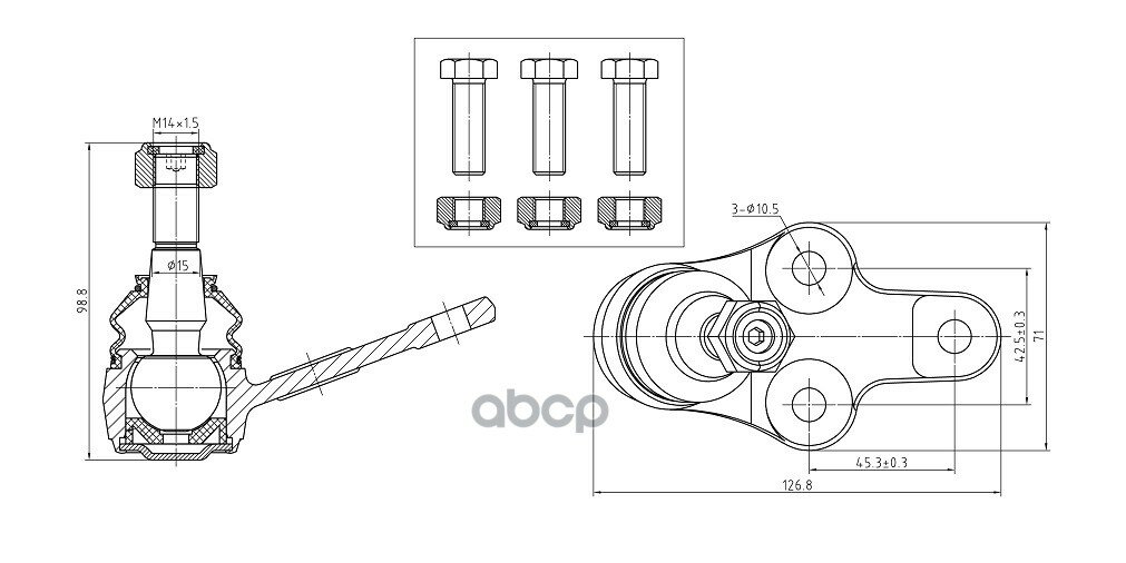 Опора шаровая перед. нижняя L/R FORD C-Max 2007->/Focus 2005->, VOLVO S40/V50 2006-> S&K арт. SKBJ1075