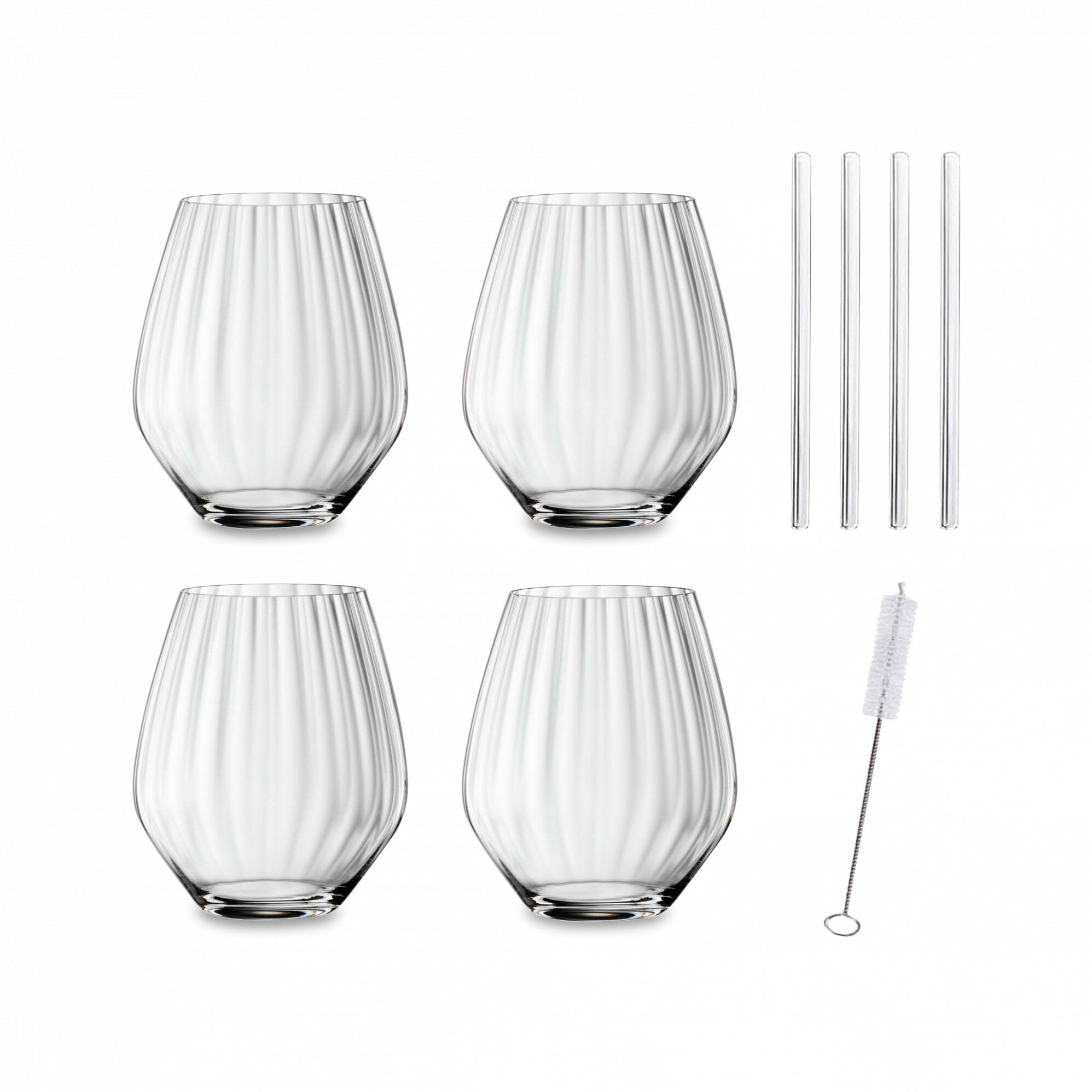 Набор из 4-х стаканов для коктейлей Gin Tonic с трубочками и щеткой , 625 мл, хрустальное стекло N104367 Tastes Good