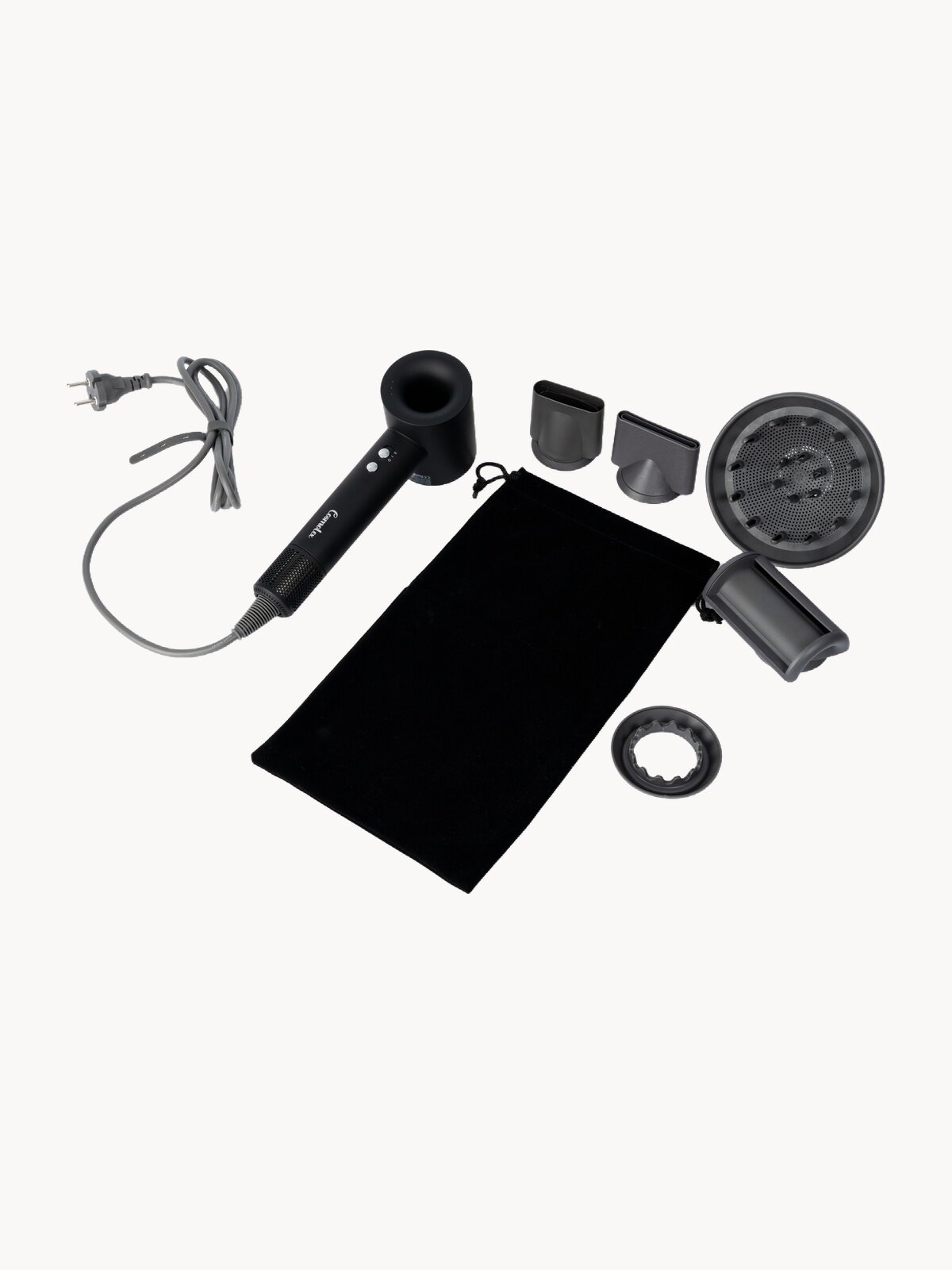 Cosmolex / Фен для волос профессиональный стайлер с насадками чёрный