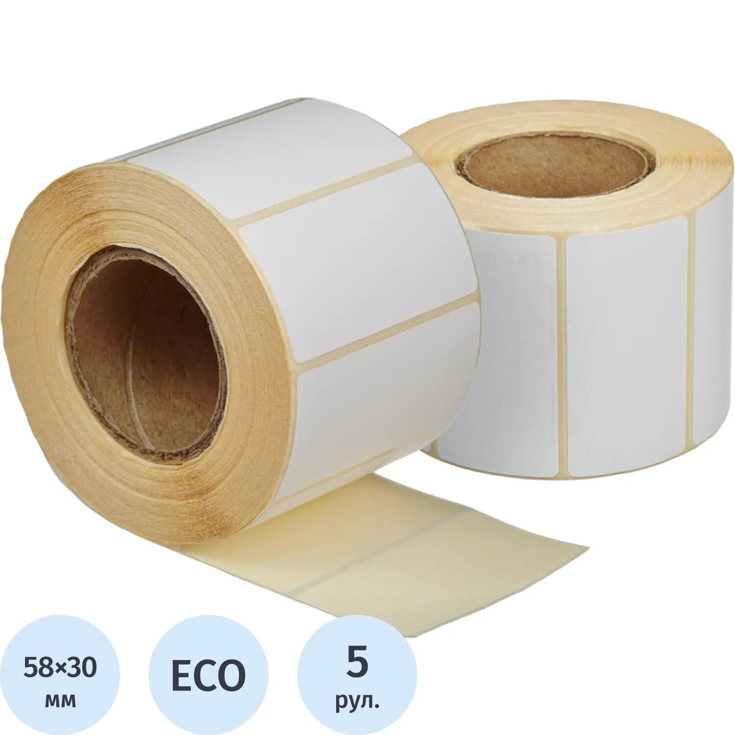 Термоэтикетки ЭКО 58х30, без печати, 900шт/рул, вт.40.5рул/уп