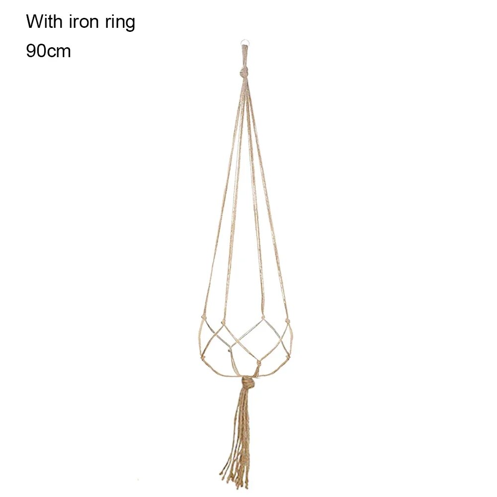 Подвесная корзина для растений из темного джута With iron ring