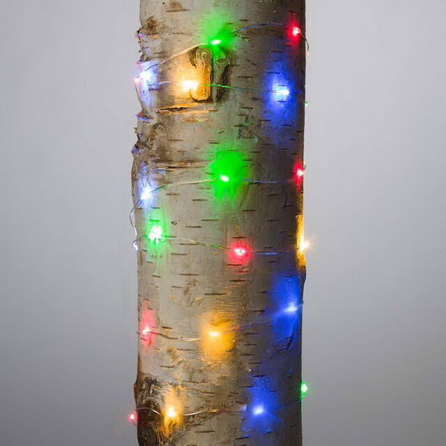 Светодиодная гирлянда Капельки 12 м, 120 разноцветных мини LED ламп, серебряная проволока, контроллер, IP44, Koopman, AX4234510