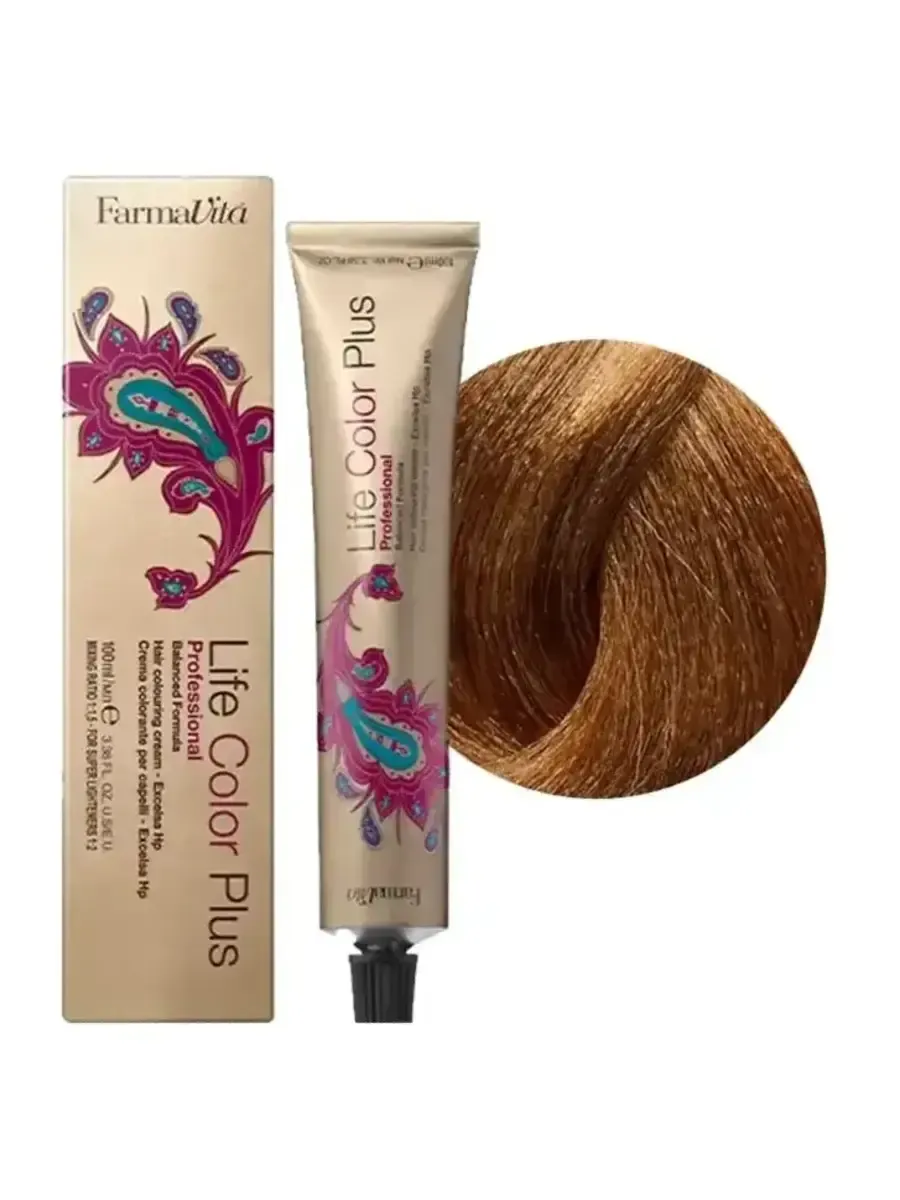 Краска для волос Farmavita Life Color Plus Prof, Перманентный краситель с низким содержанием аммиака, 7.31
