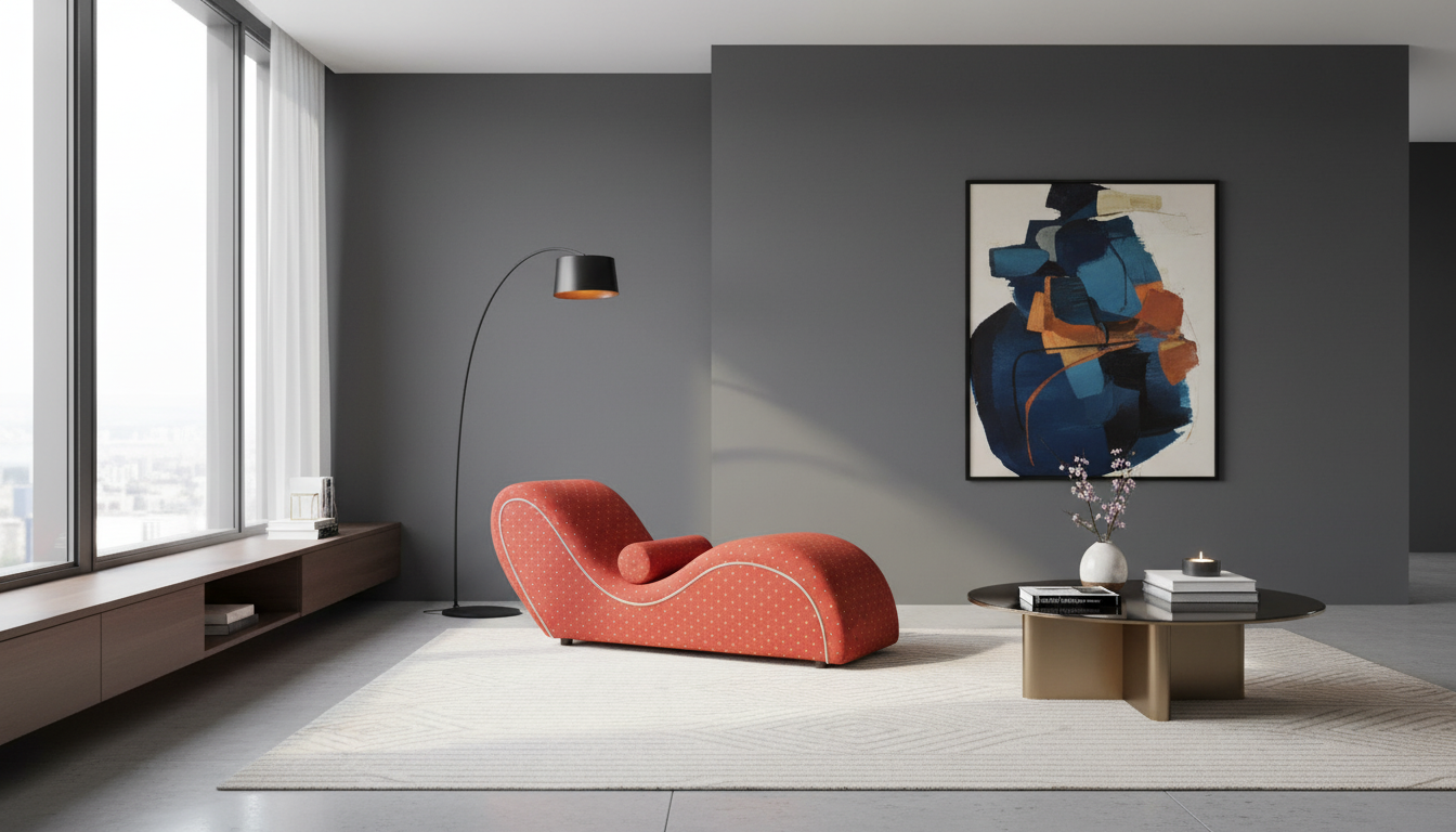 Кресло-диван для отдыха и релакса Тантра К красная ромб, гипоаллергенная эко-кожа