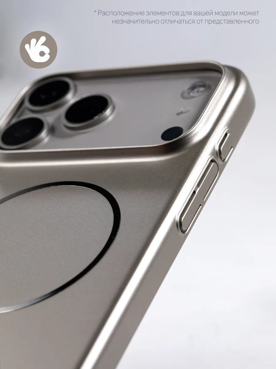 Чехол-накладка О'кейси, для iPhone 17 Pro Max, с защитой камеры, MagSafe, серый — фото 1