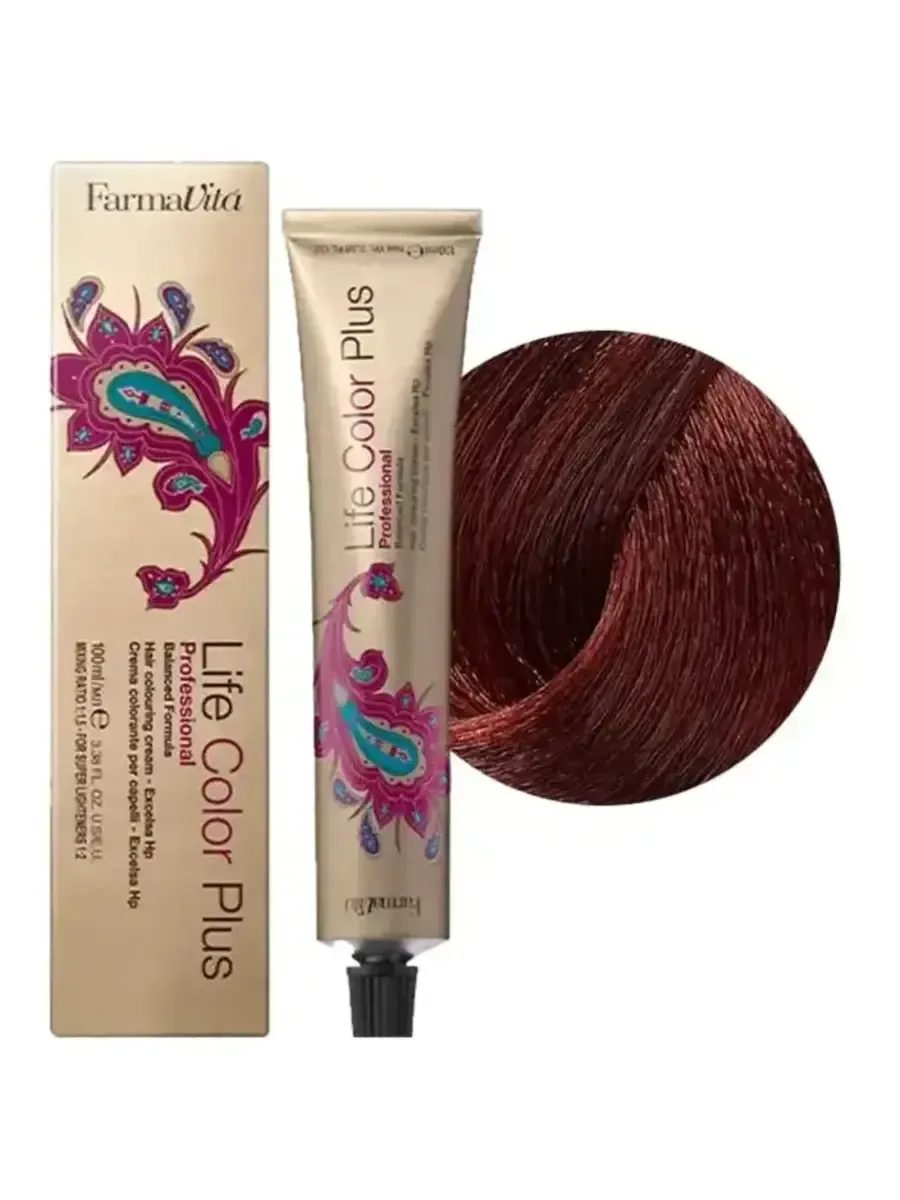 Краска для волос Farmavita Life Color Plus Prof, Перманентный краситель с низким содержанием аммиака, 5.43