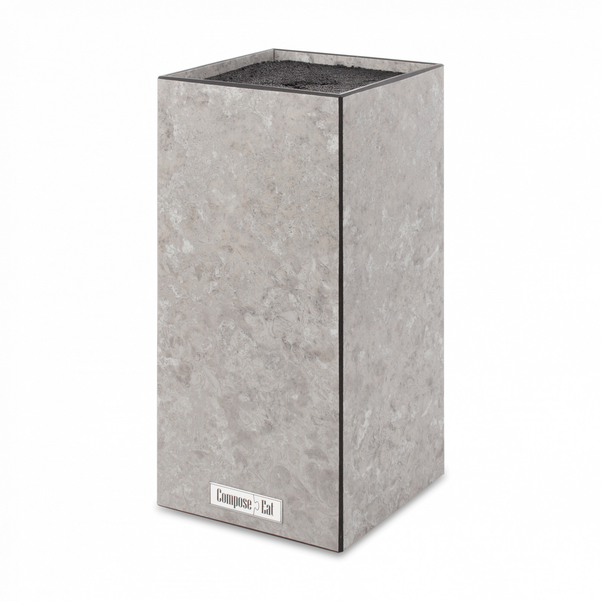 Подставка для кухонных ножей COMPOSE EAT Elegance, мраморная, серая, 11 см x 11см x 24см