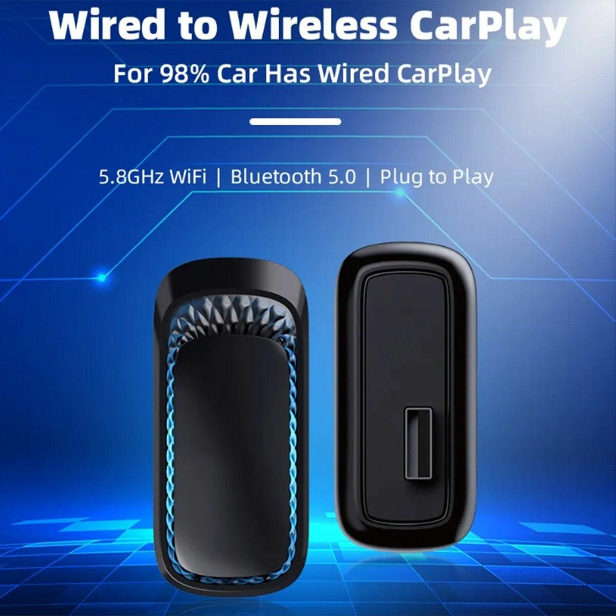 Беспроводной RGB-адаптер Carplay Mini Box с подключением Bluetooth WiFi (USB)