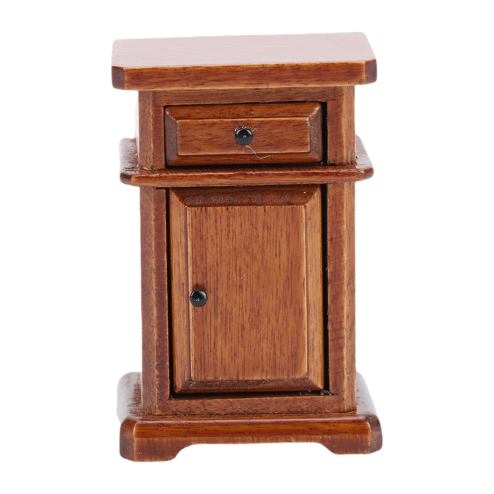 Миниатюрная прикроватная тумбочка в масштабе 1:12, из березового дерева, мебель для кукольного домика, тумбочка с ящиком для спальни, цвет каштан.