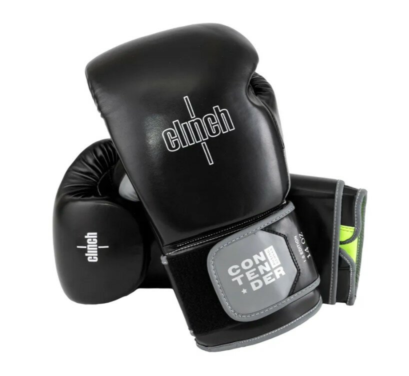 Перчатки боксерские Clinch Contender серебристо-черные (вес 12 унций) C184