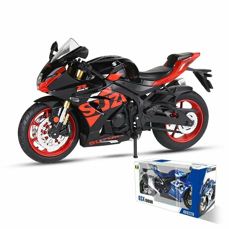 Миниатюрная модель мотоцикла Сузуки GSX-R1000R из литого под давлением металла 1:12 Suzuki GSX-R1000R Мотоциклы Игрушки, со светом и звуками