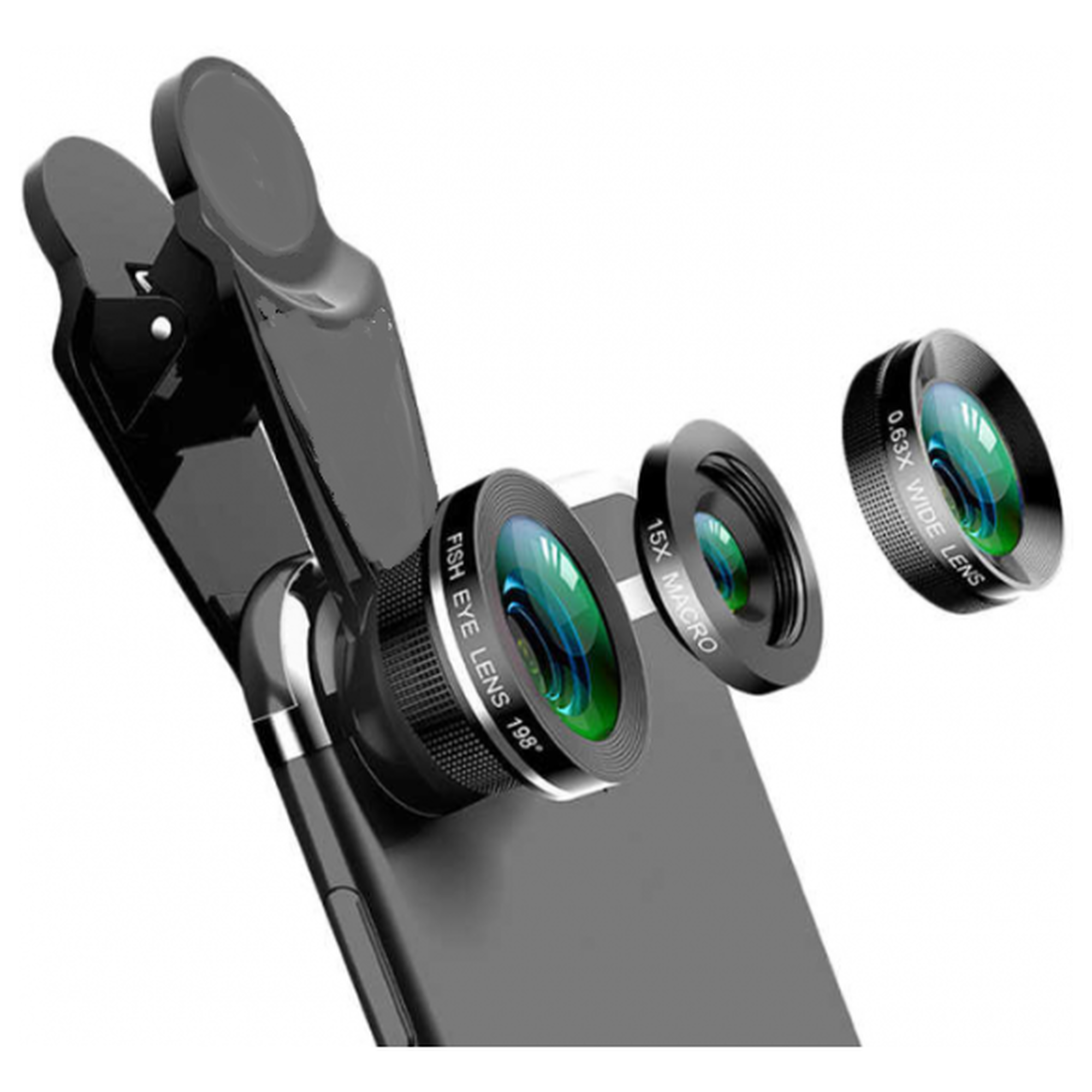 Универсальный объектив для смартфона Fisheye рыбий глаз, комплект линза для макро съемки