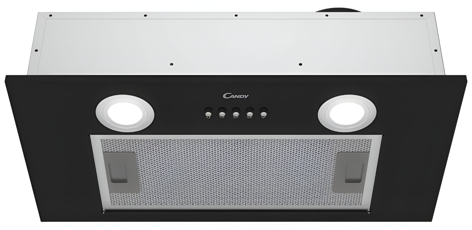 Вытяжка Candy CPY5MBP-07, полностью встраиваемая, черная, производительность 450 м куб./ч, LED
