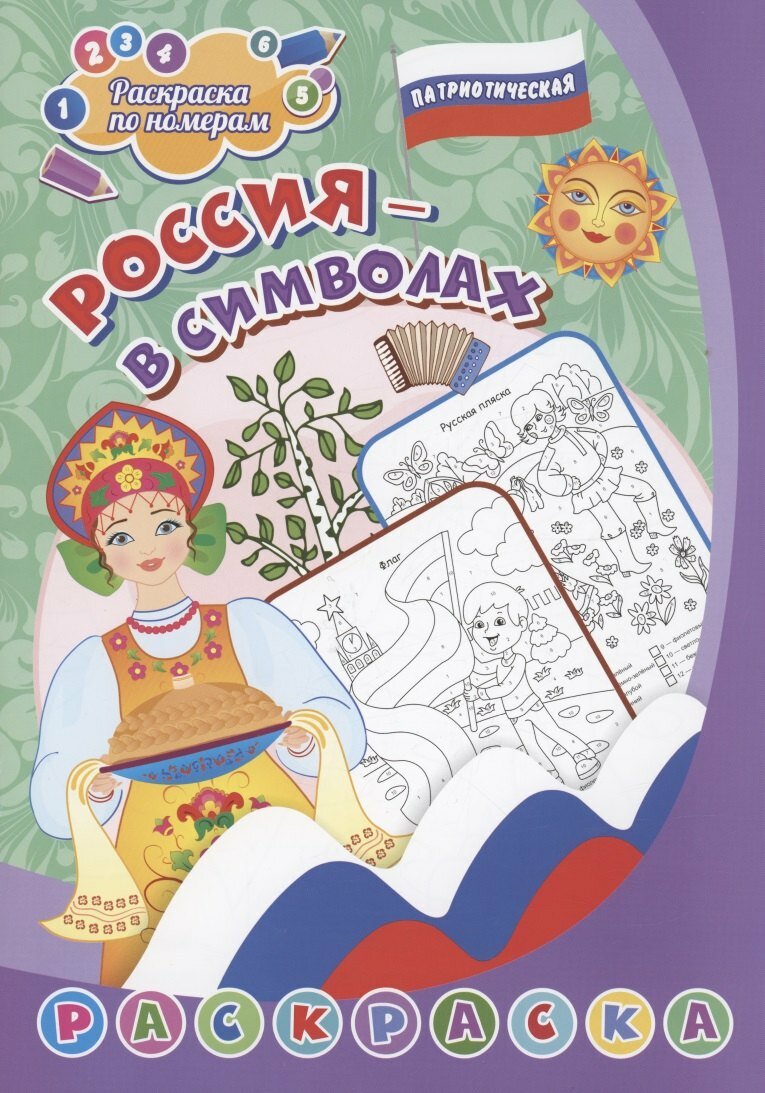 Патриотическая раскраска по номерам. Россия в символах