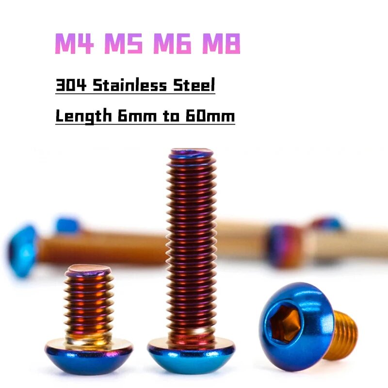 Винты нержавеющая сталь M4 M5 M6 M8 голубые 6-60 мм M4(10pcs), 16mm