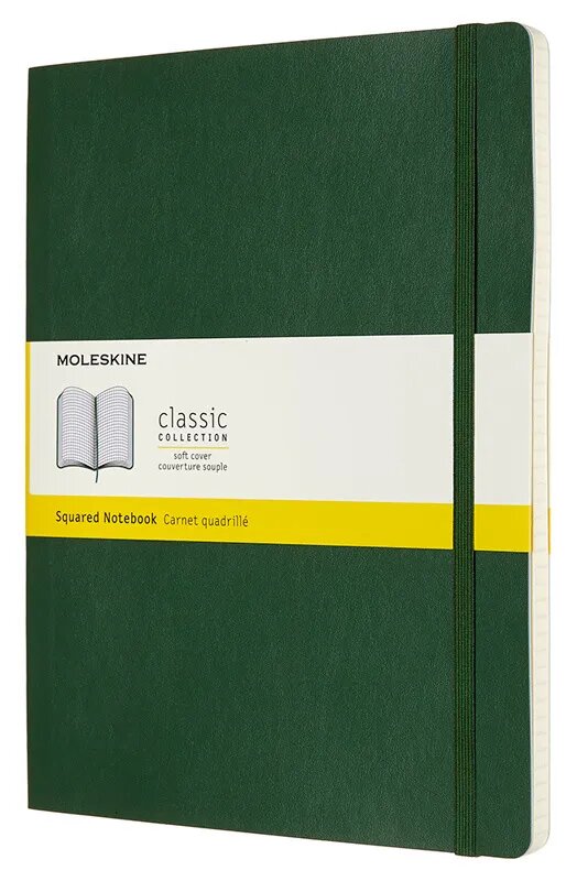 Блокнот Moleskine Classic Soft XLarge 190х250мм 192стр клетка мягкая обложка зеленый (QP622K15)