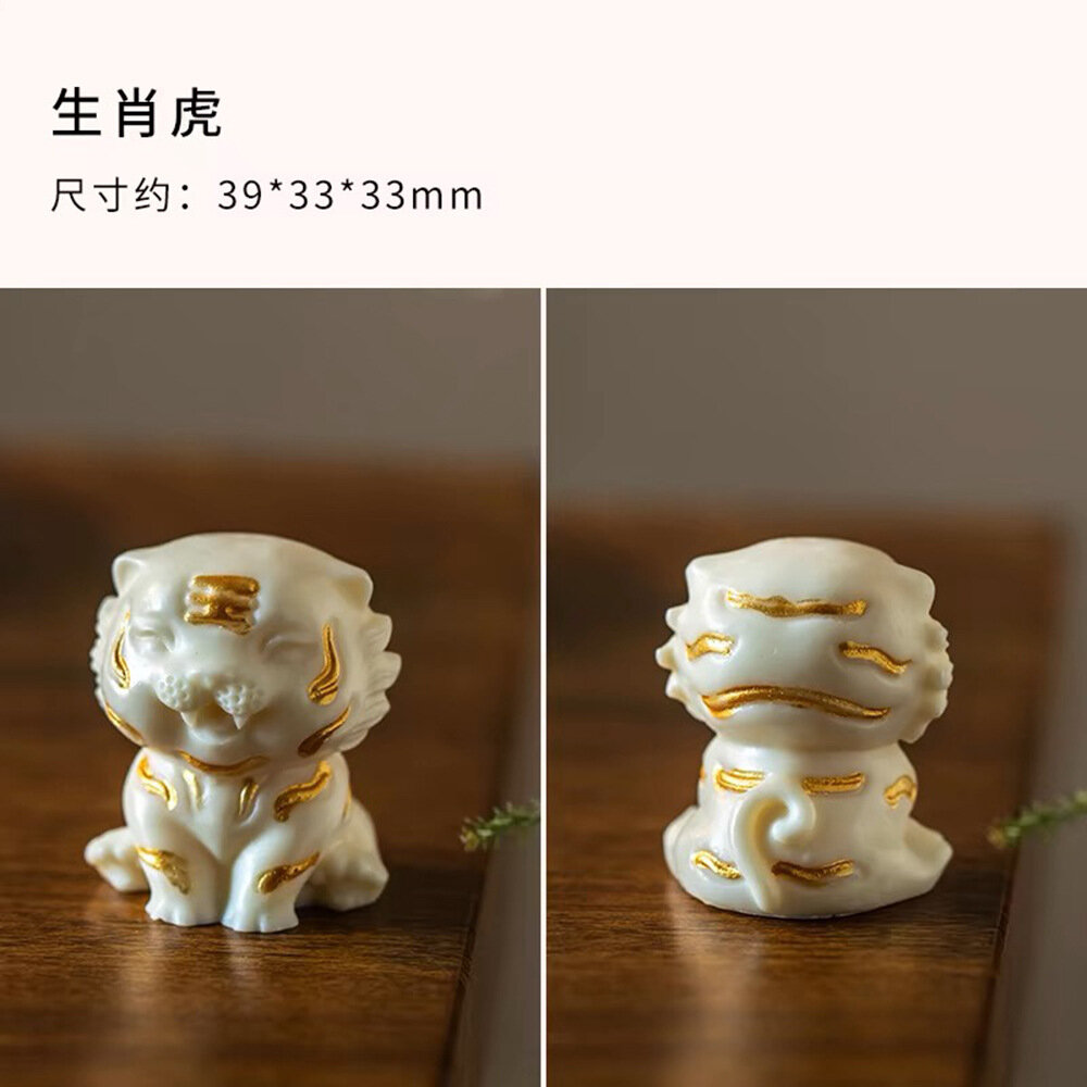 Резьба по фруктам цвета слоновой кости, позолоченные зодиакальные фигурки: крыса, бык, тигр, кролик, дракон, змея, лошадь, овца, обезьяна, курица, собака, свинья, настольное ремесленное украшение
