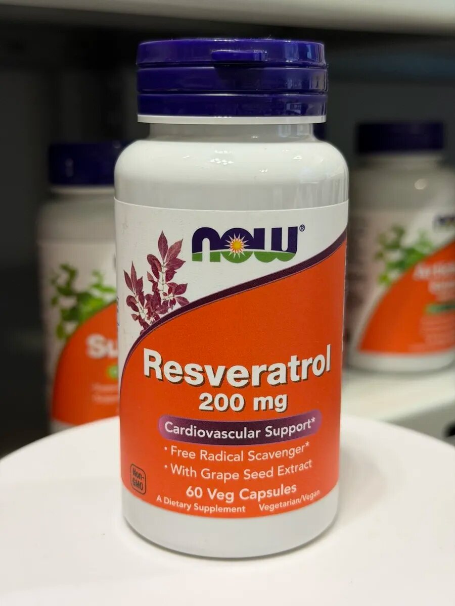 Natural Resveratrol 200 мг — Ресвератрол, антиоксидант для сердца и сосудов, 60 капсул